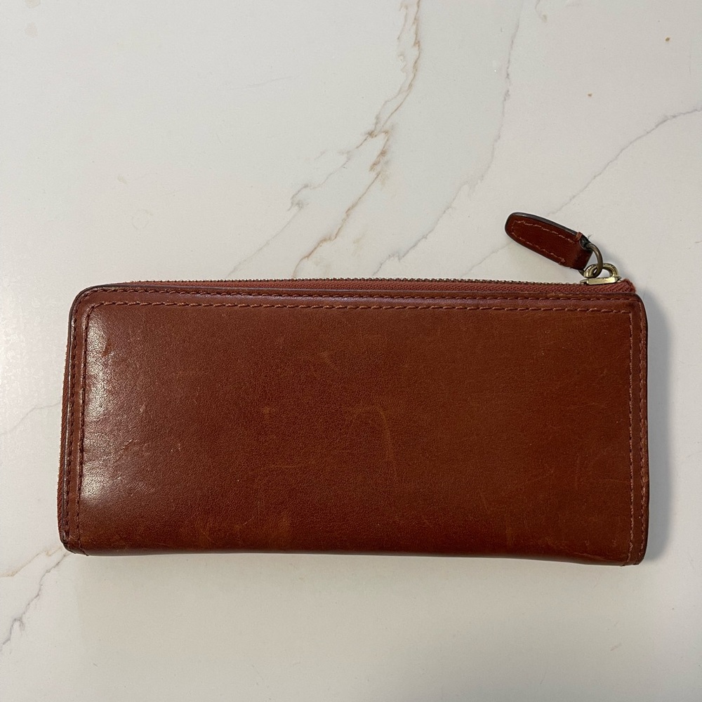 Coach Saffiano Leather Slim Zip Wallet - Gem